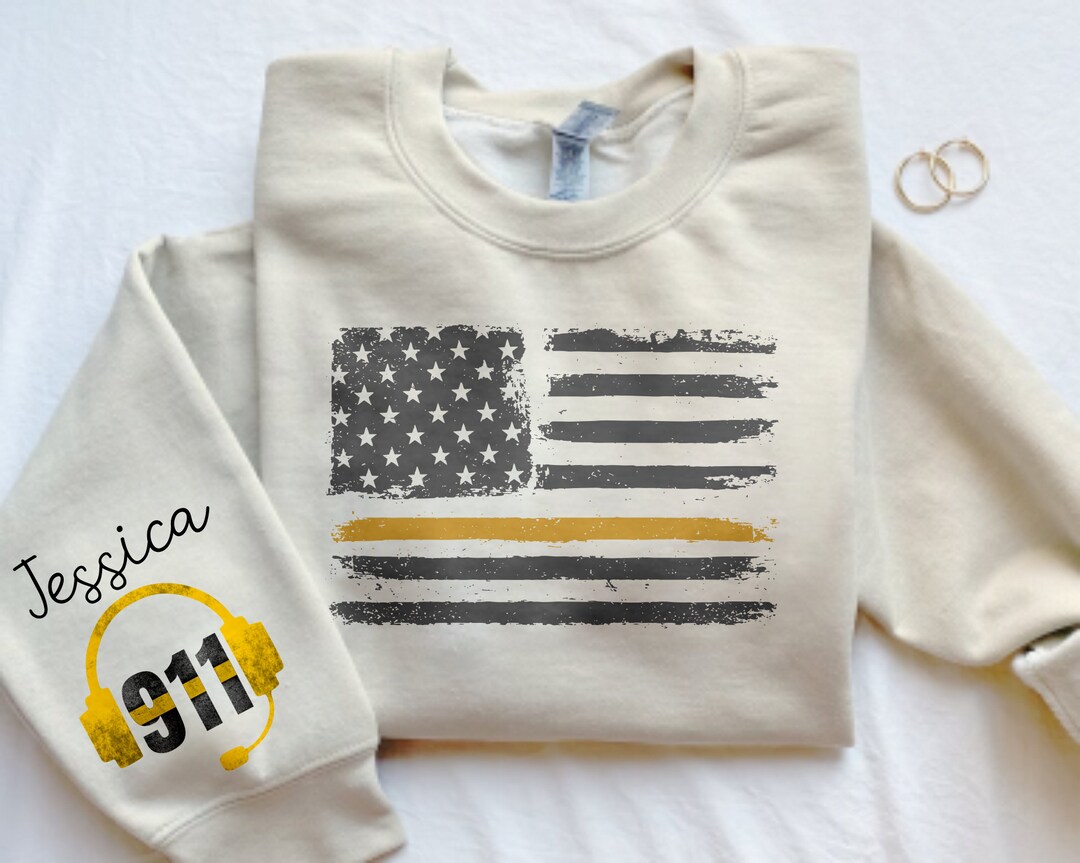 Personalized 911 Dispatcher Gift Name on Sleeve Dispatcher Sweatshirt ...
