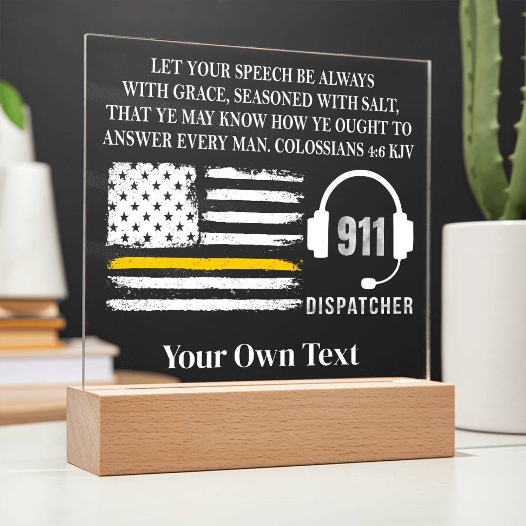 Personalized 911 Dispatcher Gift Acrylic Plaque Thin Gold Line - Etsy