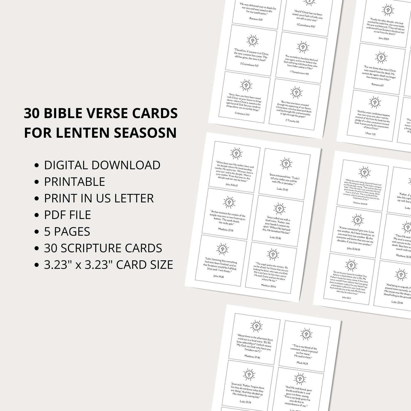 30 Printable Scripture Cards for Lenten Season, Christian Prayer Cards ...