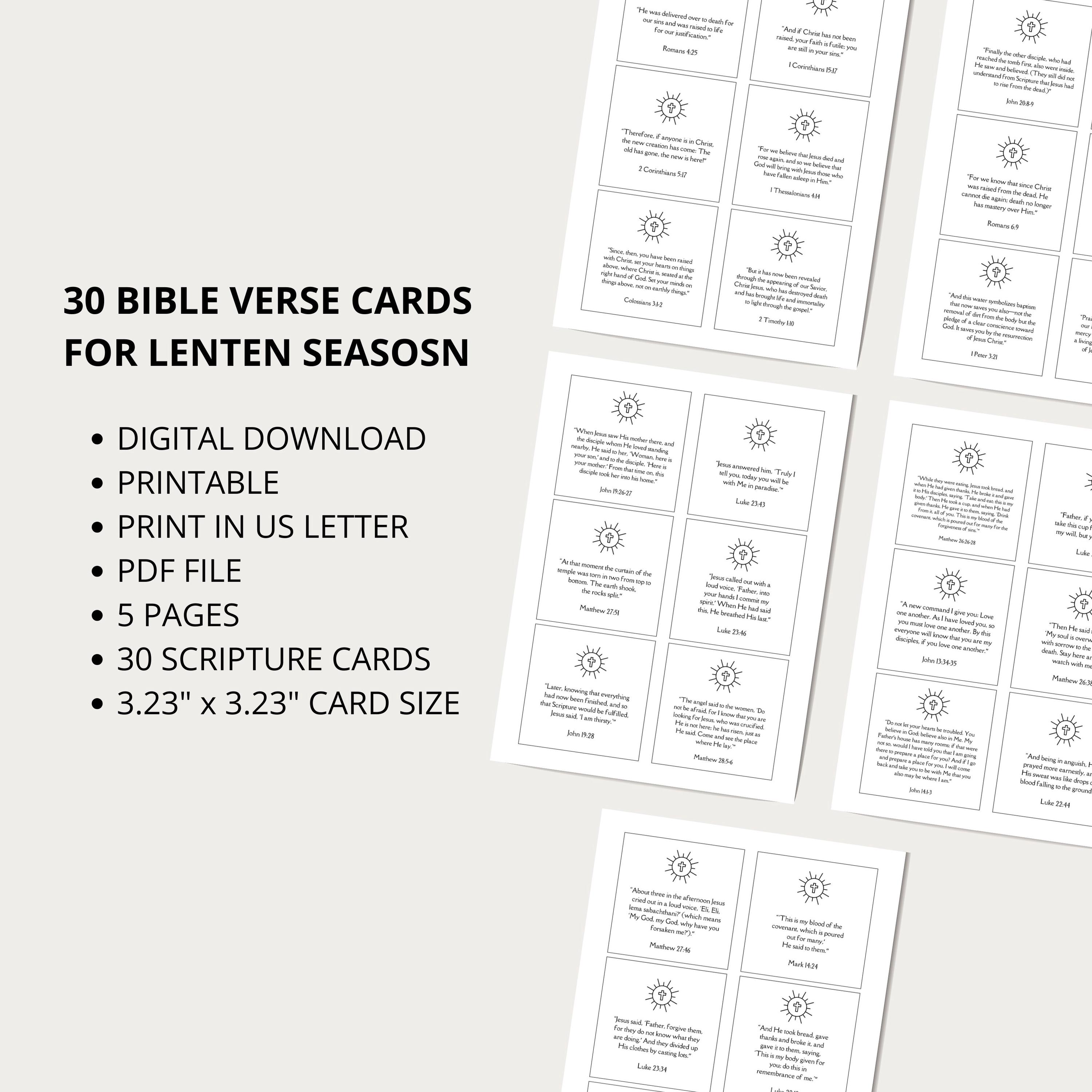 30 Printable Scripture Cards for Lenten Season, Christian Prayer Cards ...