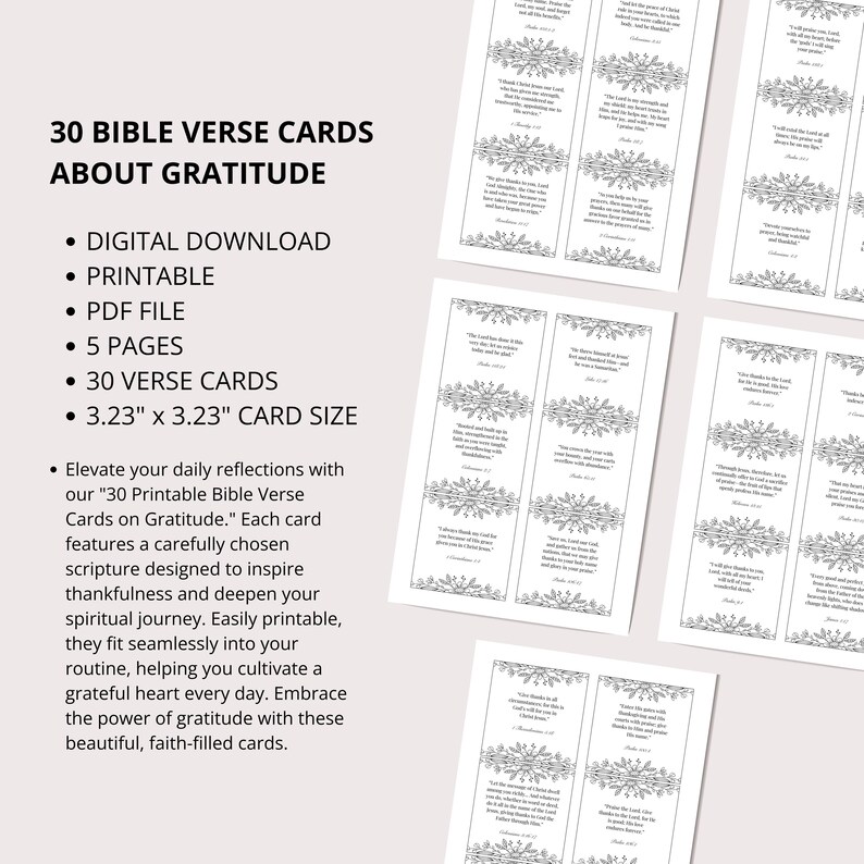30 Gratitude Bible Verse Cards: Minimalist Scripture, Daily Devotion ...