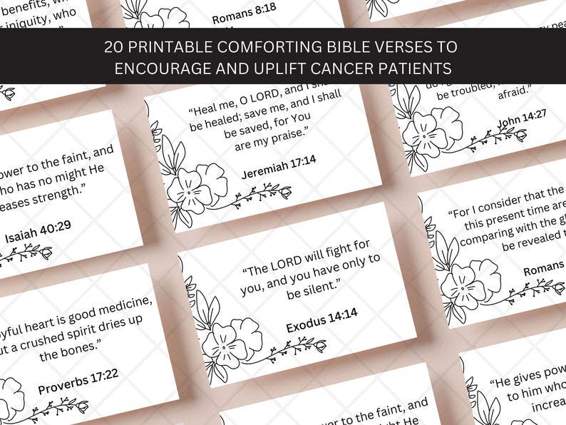 Set of 20 Printable Comforting Bible Verse Cards to Encourage and ...