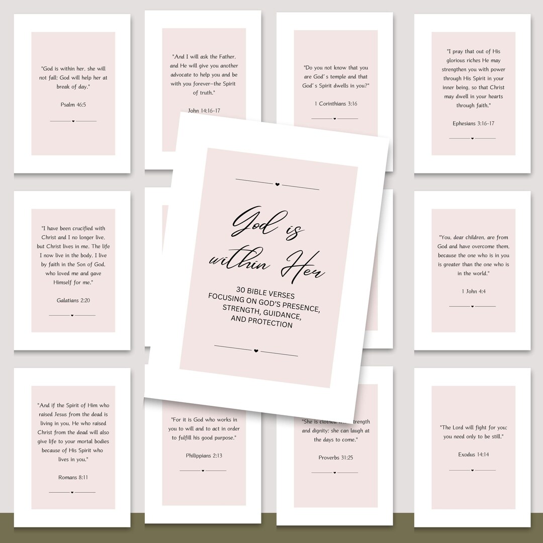 God is Within Her Printable Encouraging Bible Verse Cards for Women, 30 ...