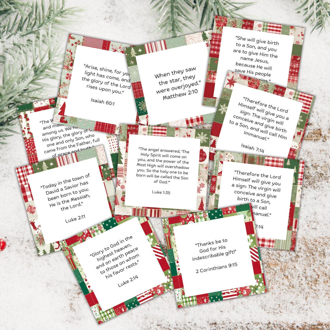 36 Printable Christmas Bible Verse Cards, Scripture Cards for Christmas ...