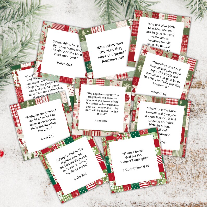 36 Christmas Bible Verse Cards Printable, Scripture Cards for Christmas ...