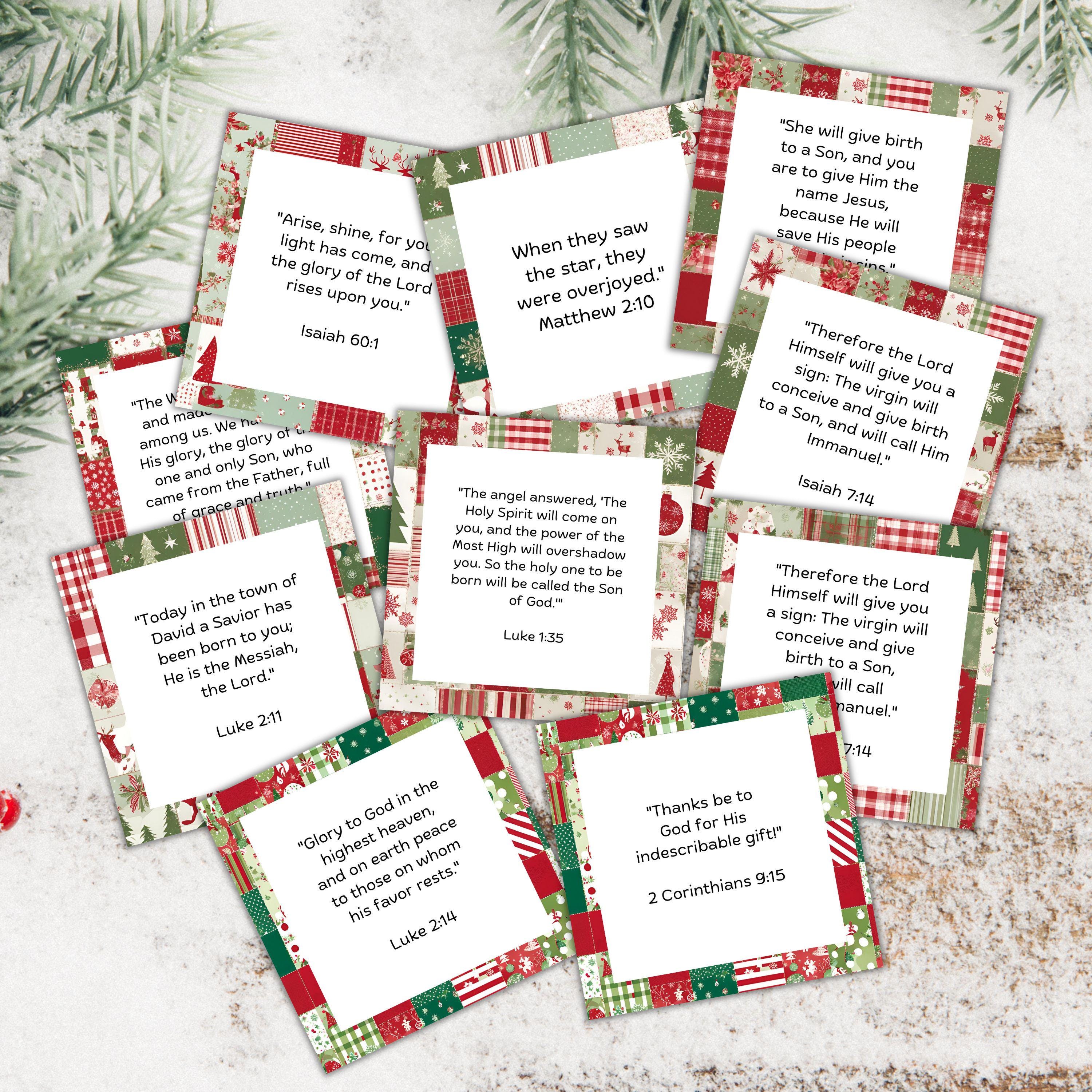 36 Printable Christmas Bible Verse Cards, Scripture Cards for Christmas ...