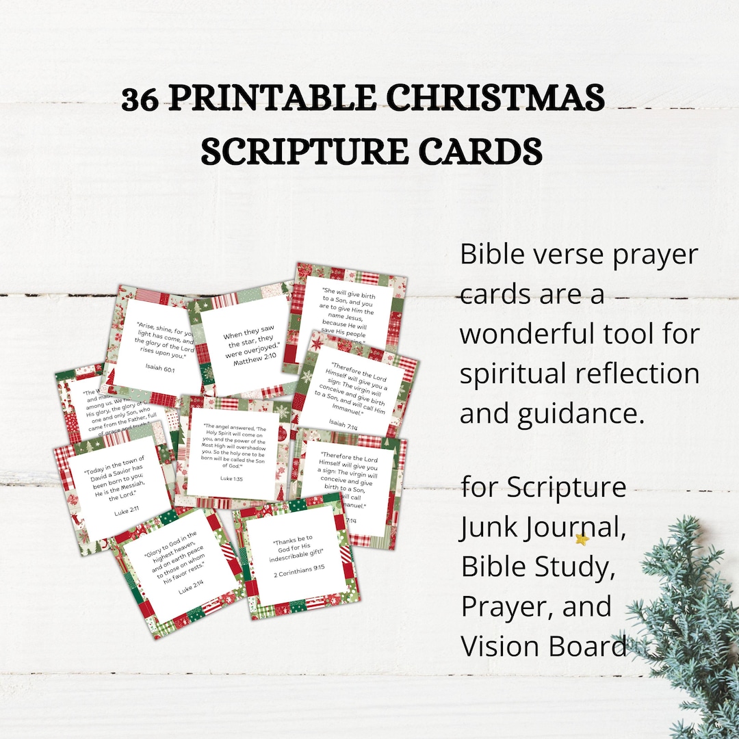 36 Christmas Bible Verse Cards Printable, Scripture Cards for Christmas ...