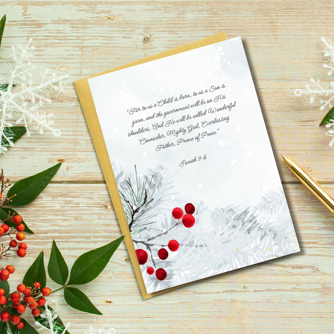 Printable Bible Verse Christmas Card, Digital Download Christian Advent ...