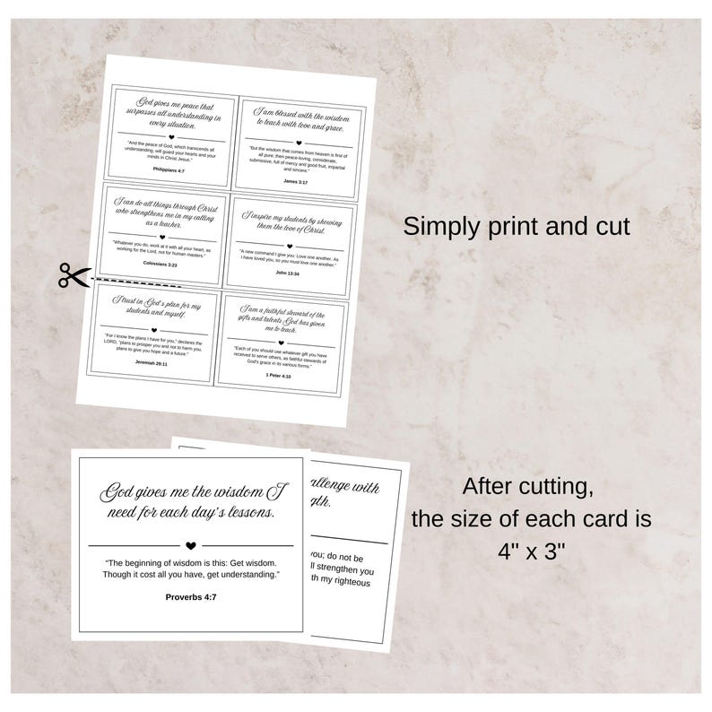 30 Printable Faith-based Affirmation Cards for Teachers, Bible Verse ...