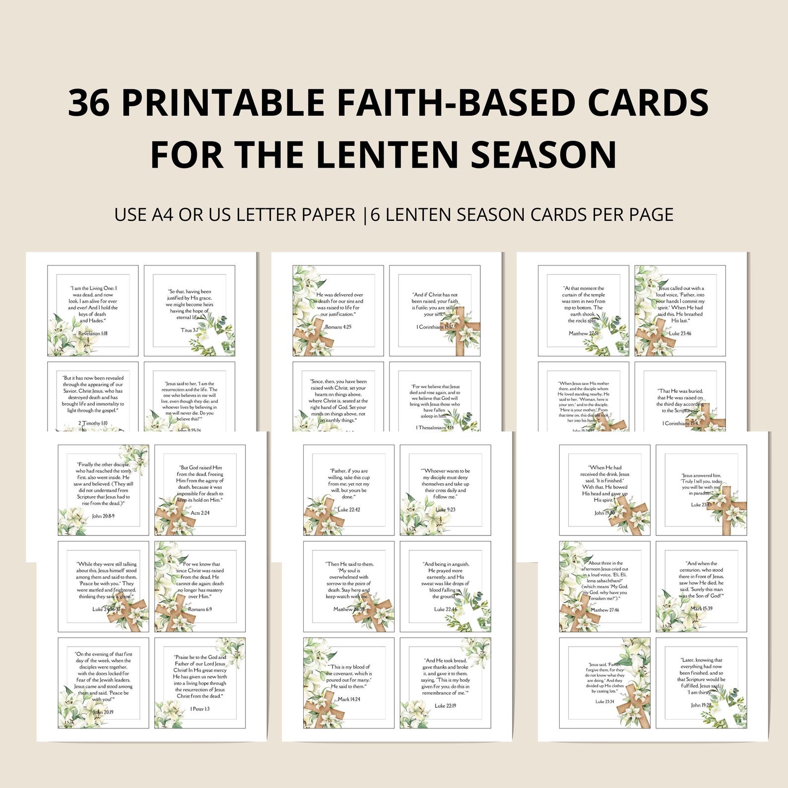 36 Printable Bible Verse Cards for the Lenten Season, Holy Week ...