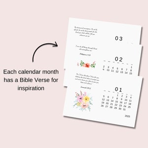 2025 Printable Monthly Calendar With Bible Verse and Watercolor Flower ...