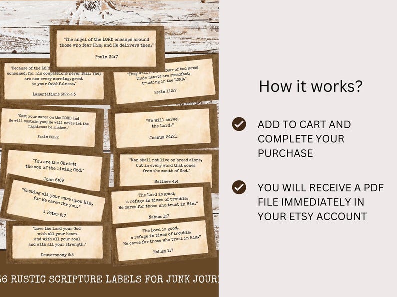 Printable Scripture Bible Verse Rustic Labels Junk Journal Kit ...