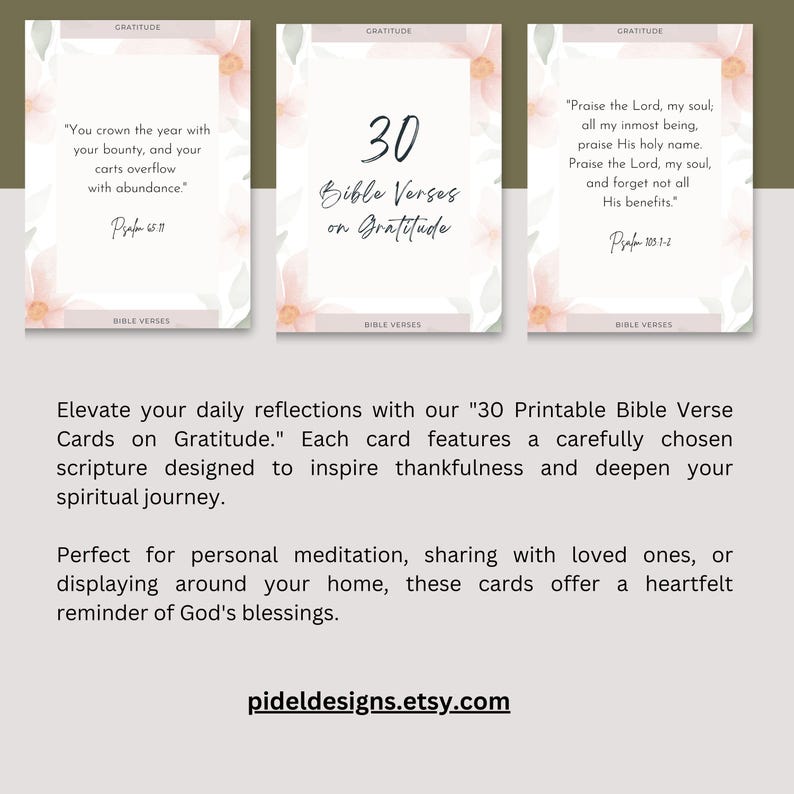 30 Gratitude Bible Verse Cards: Minimalist Scripture (digital Prints ...