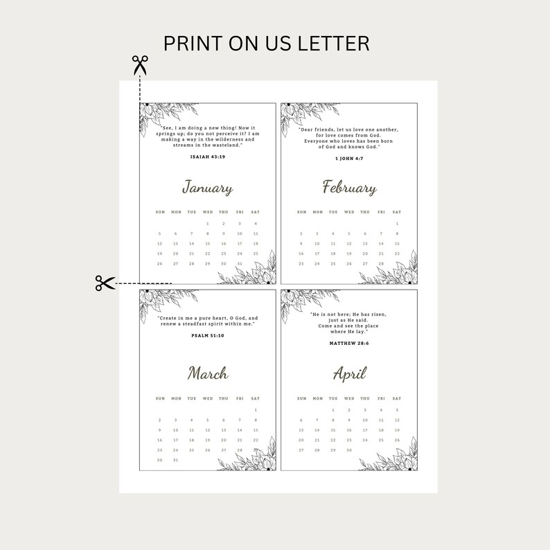Printable 2025 Scripture Desk Calendar, Bible Verse Monthly Calendar ...