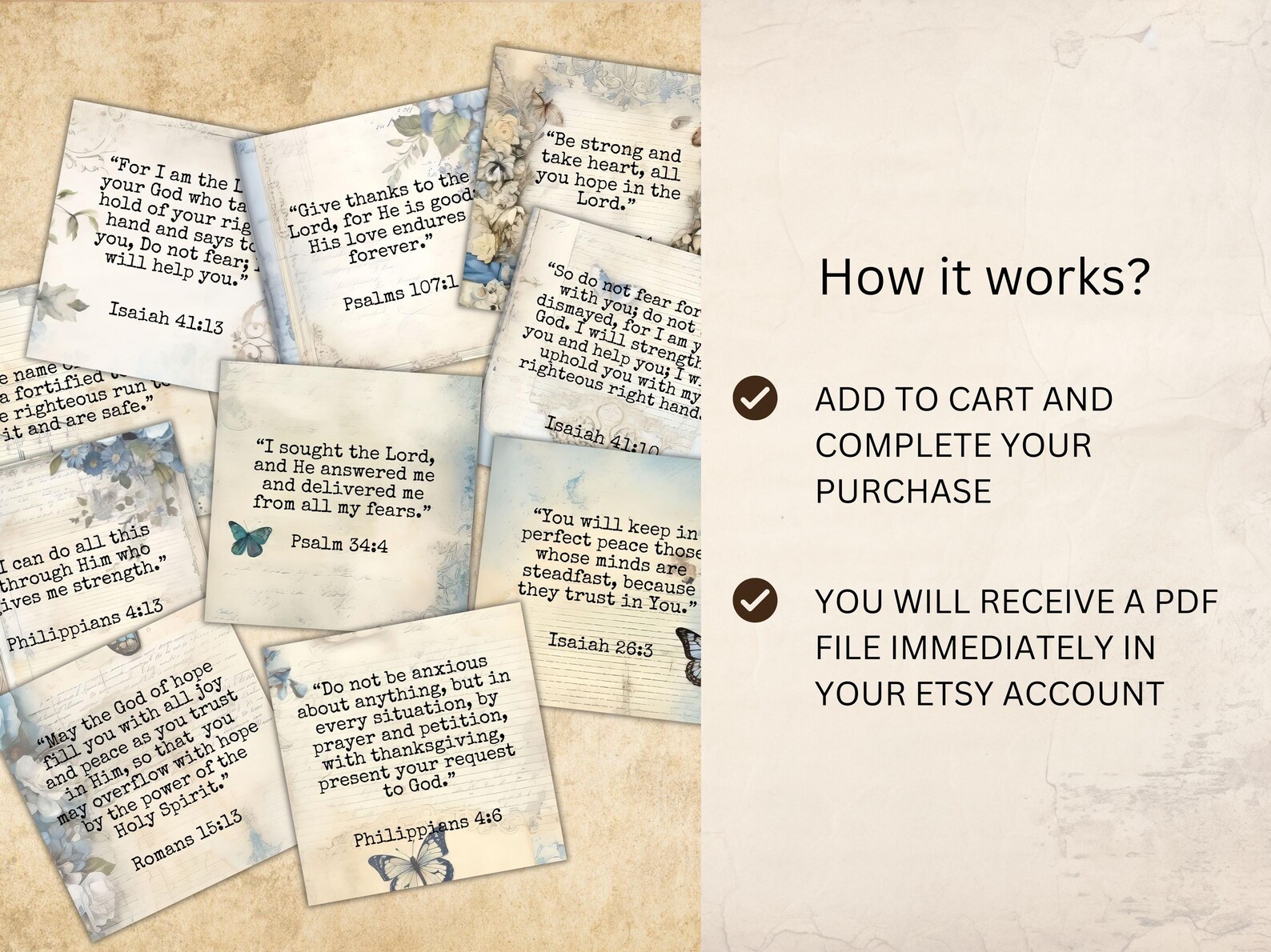Vintage Bible Verse Cards: Printable Scripture Ephemera (digital ...