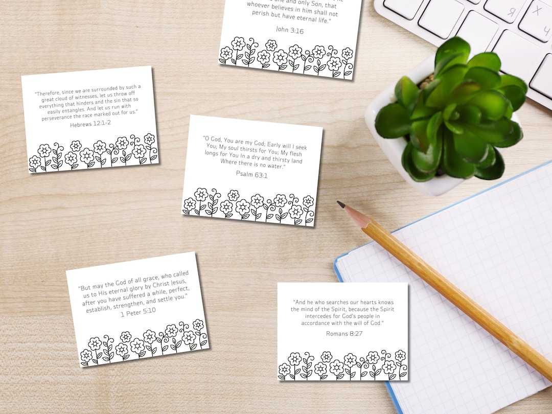 Set of 100 Printable Encouraging Bible Verse Cards Scripture Cards Mini ...