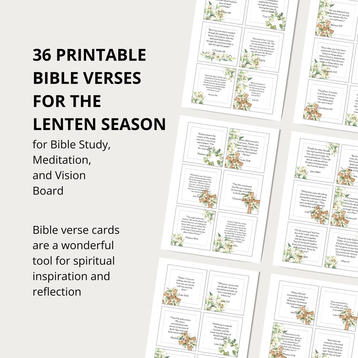 36 Printable Bible Verse Cards for the Lenten Season, Holy Week ...