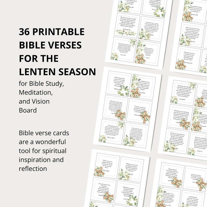 36 Printable Bible Verse Cards for the Lenten Season, Holy Week ...
