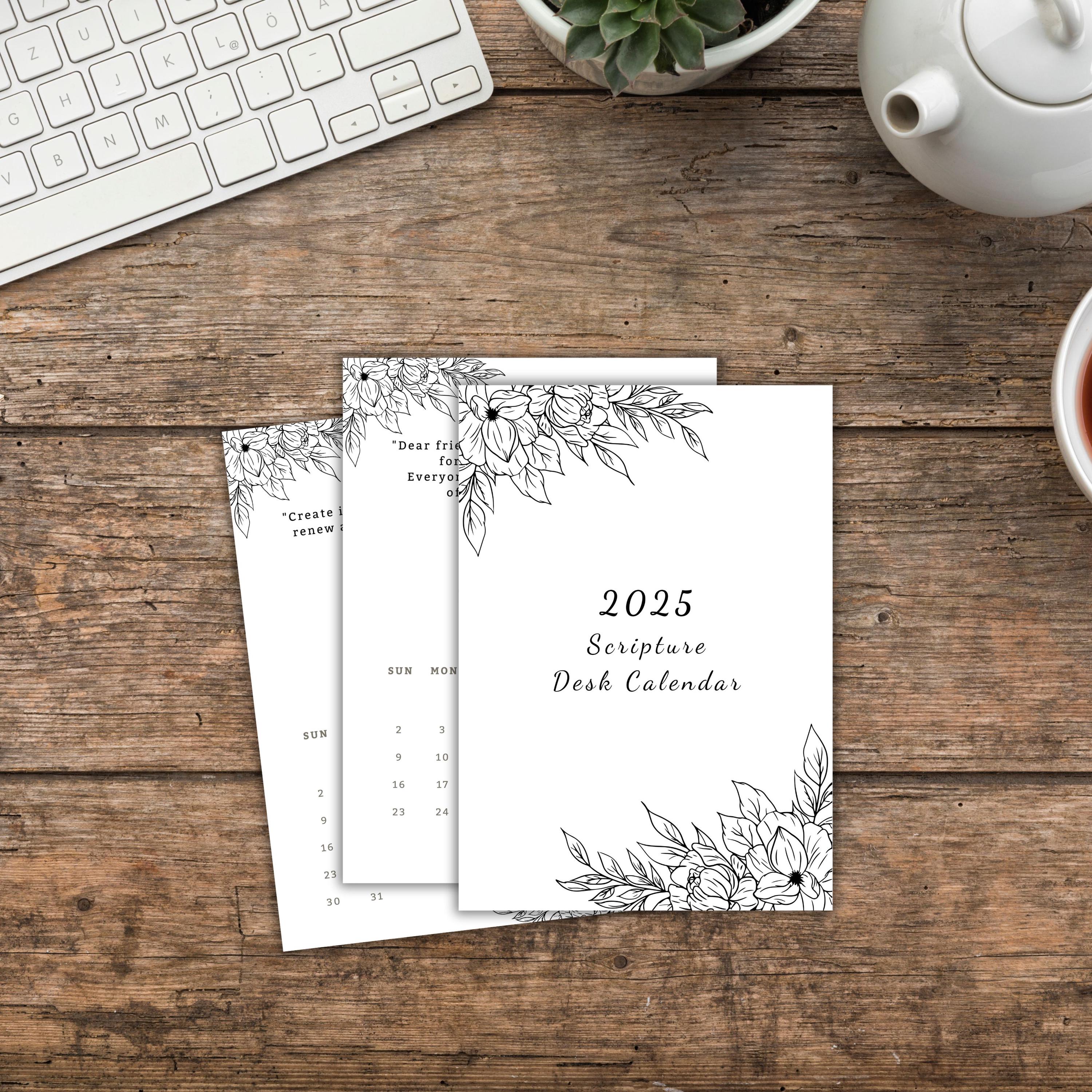Printable 2025 Scripture Desk Calendar, Bible Verse Monthly Calendar ...