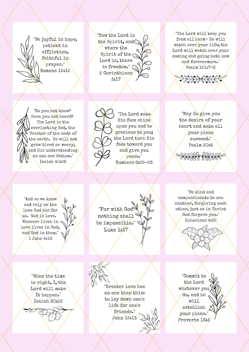 36 Encouraging Bible Verse Cards, Printable, Scripture Cards, Mini ...