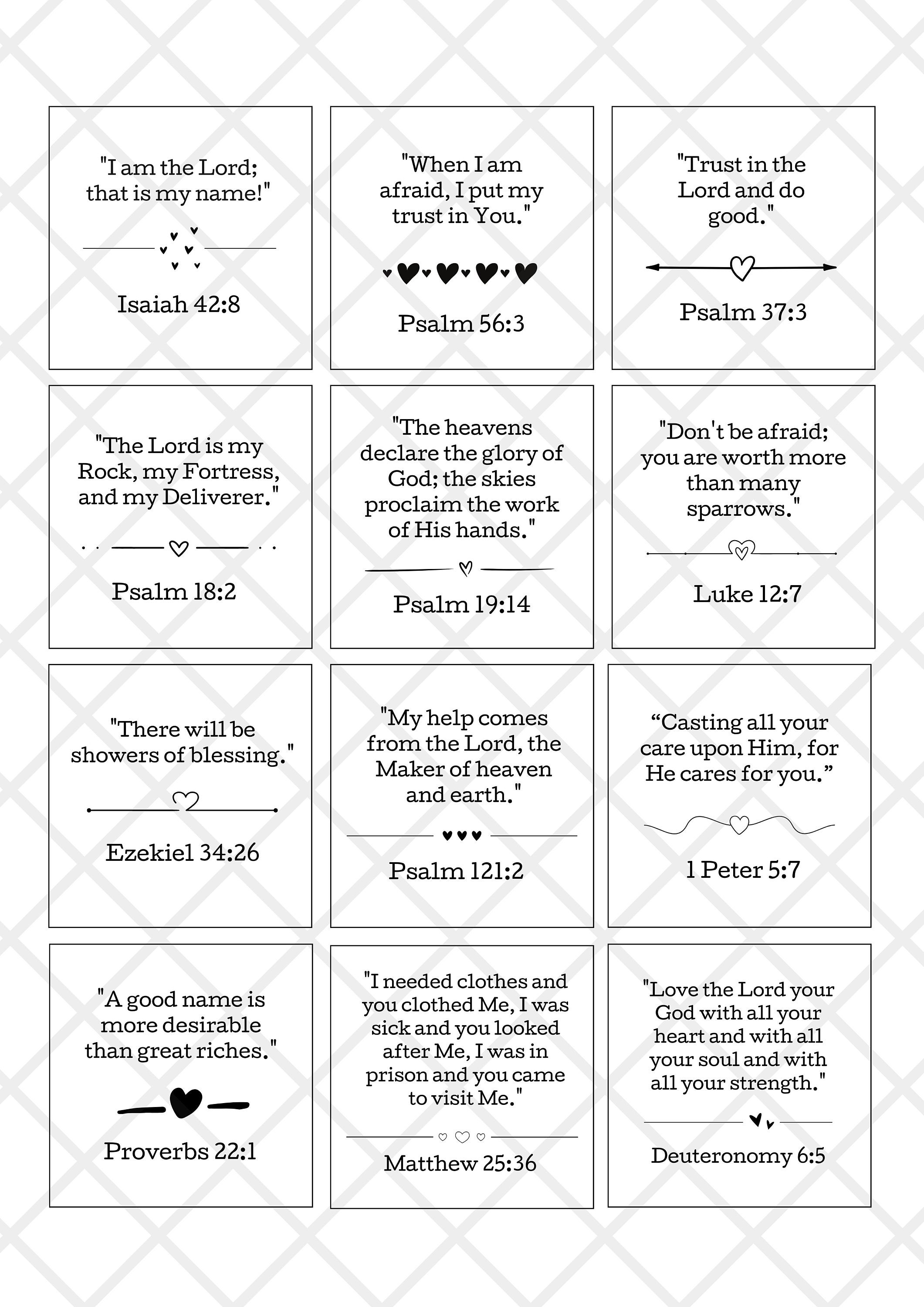36 Encouraging Bible Verse Cards: Heart Theme (PDF Printable) - Etsy