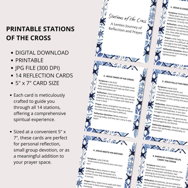 Catholic Stations of the Cross Reflection Cards: Printable Devotional ...