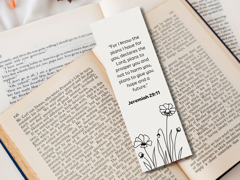 Set of 5 Printable Minimalist Bible Verse Bookmarks | Faith-based ...