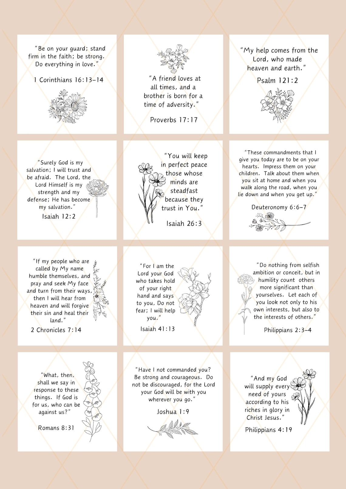 36 Encouraging Bible Verse Cards: Scripture Mini Prints (digital ...