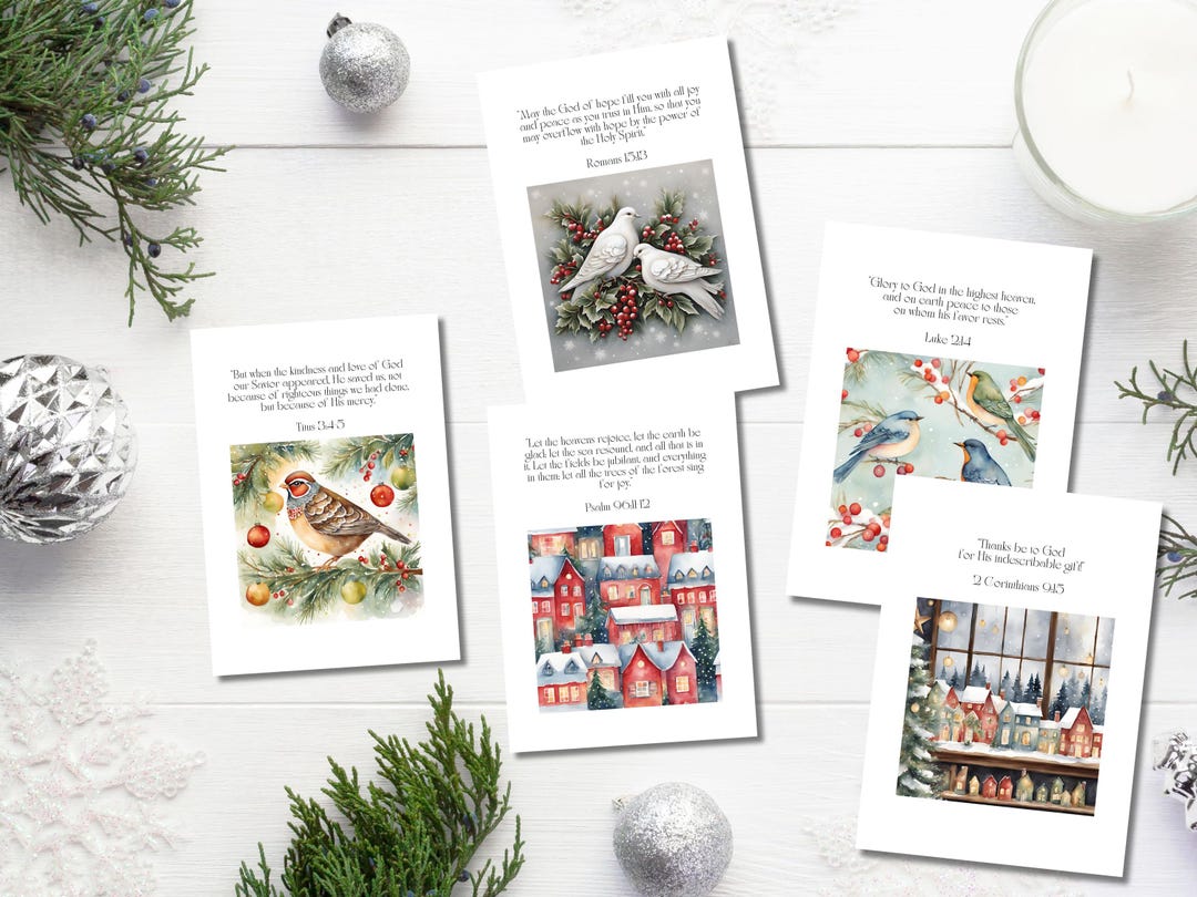 Printable Bible Verse Christmas Cards Bundle, Digital Download ...