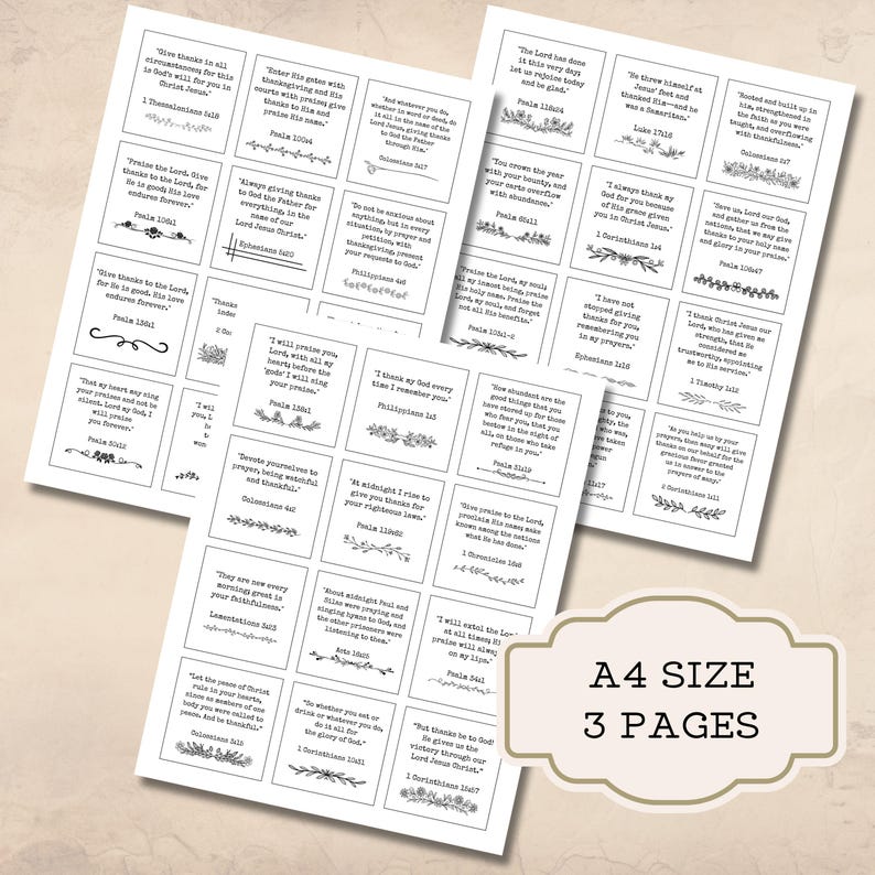 36 Printable Minimalist Bible Verse Cards on Gratitude, Encouraging ...