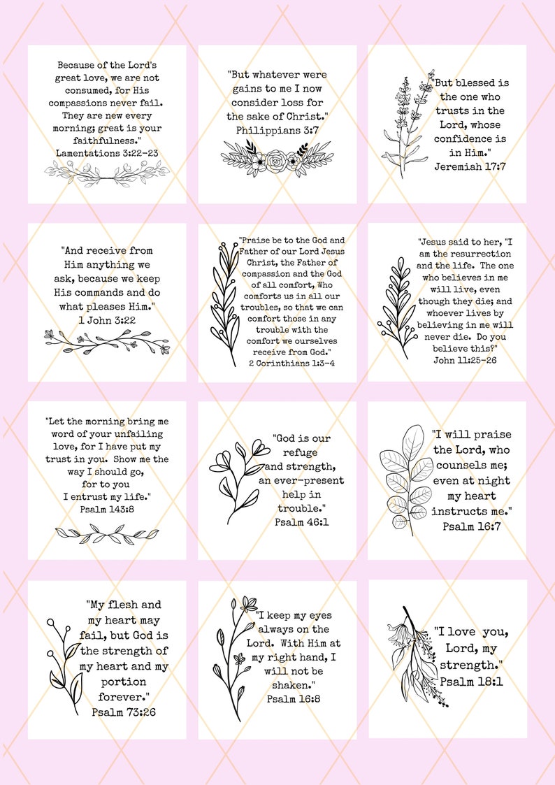 36 Encouraging Bible Verse Cards, Printable, Scripture Cards, Mini ...