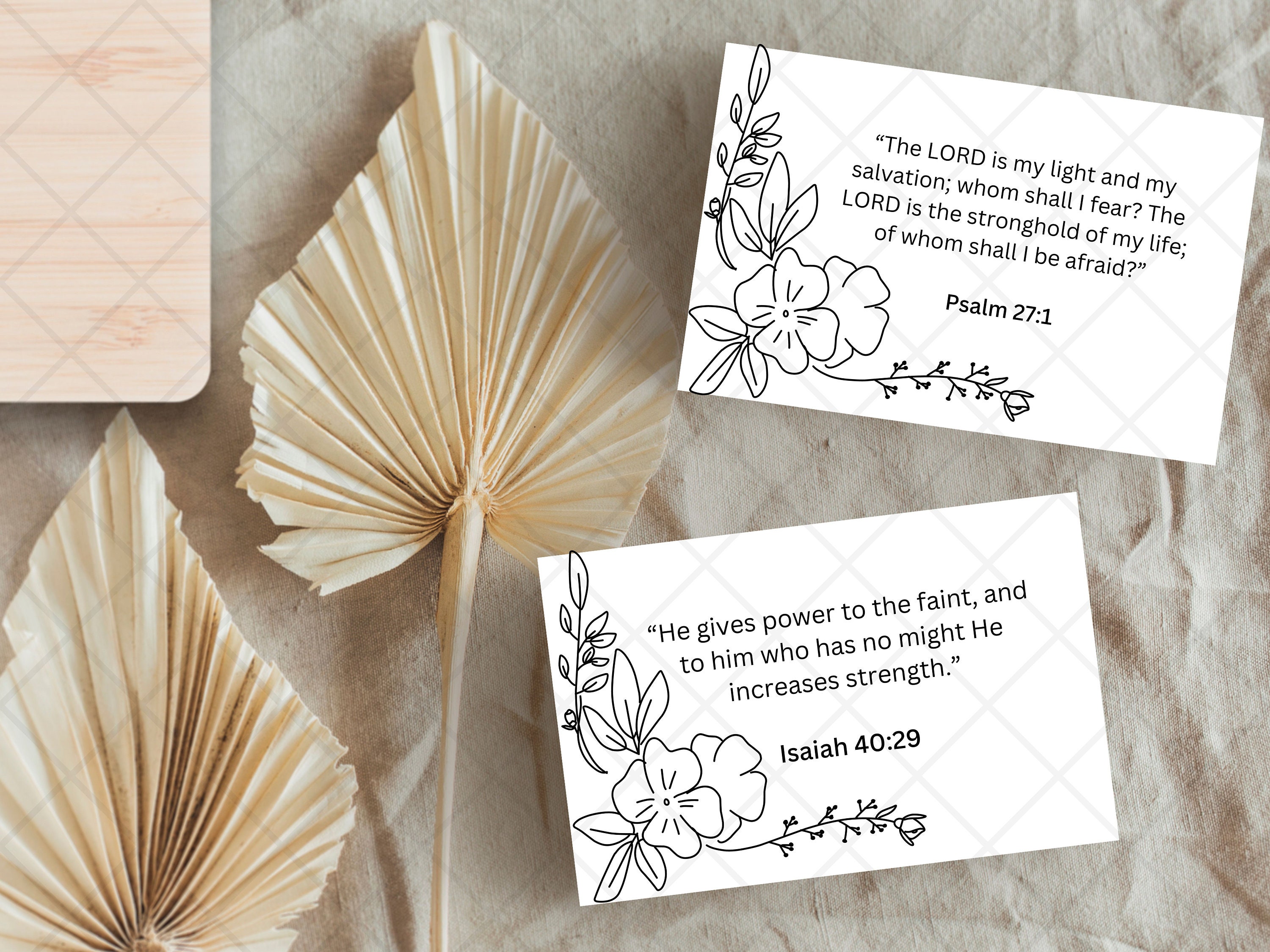 Comforting Bible Verse Cards for Cancer Patients: Floral Line Art ...