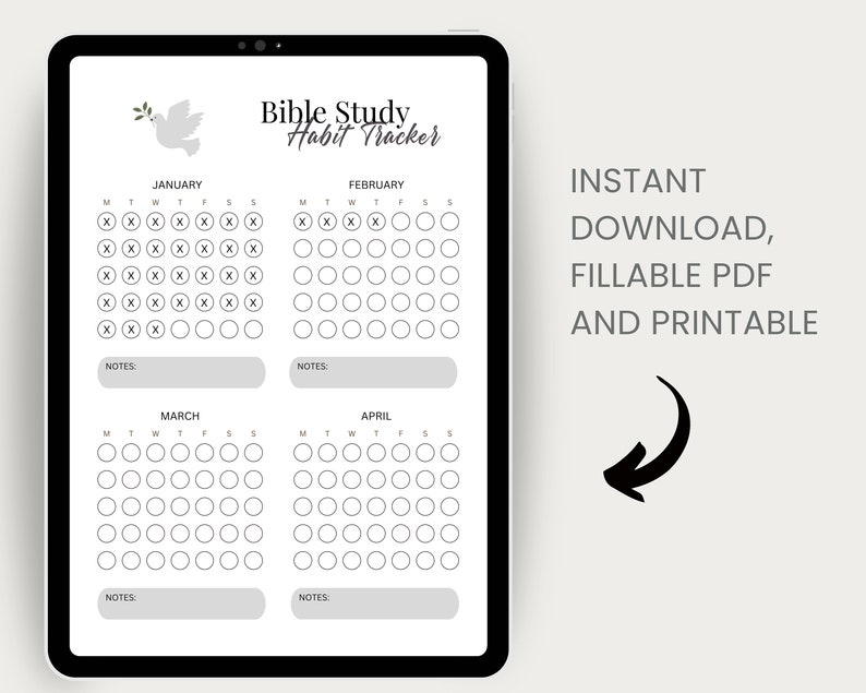 Minimalist Bible Study Habit Tracker, Faith-based Journal (digital ...