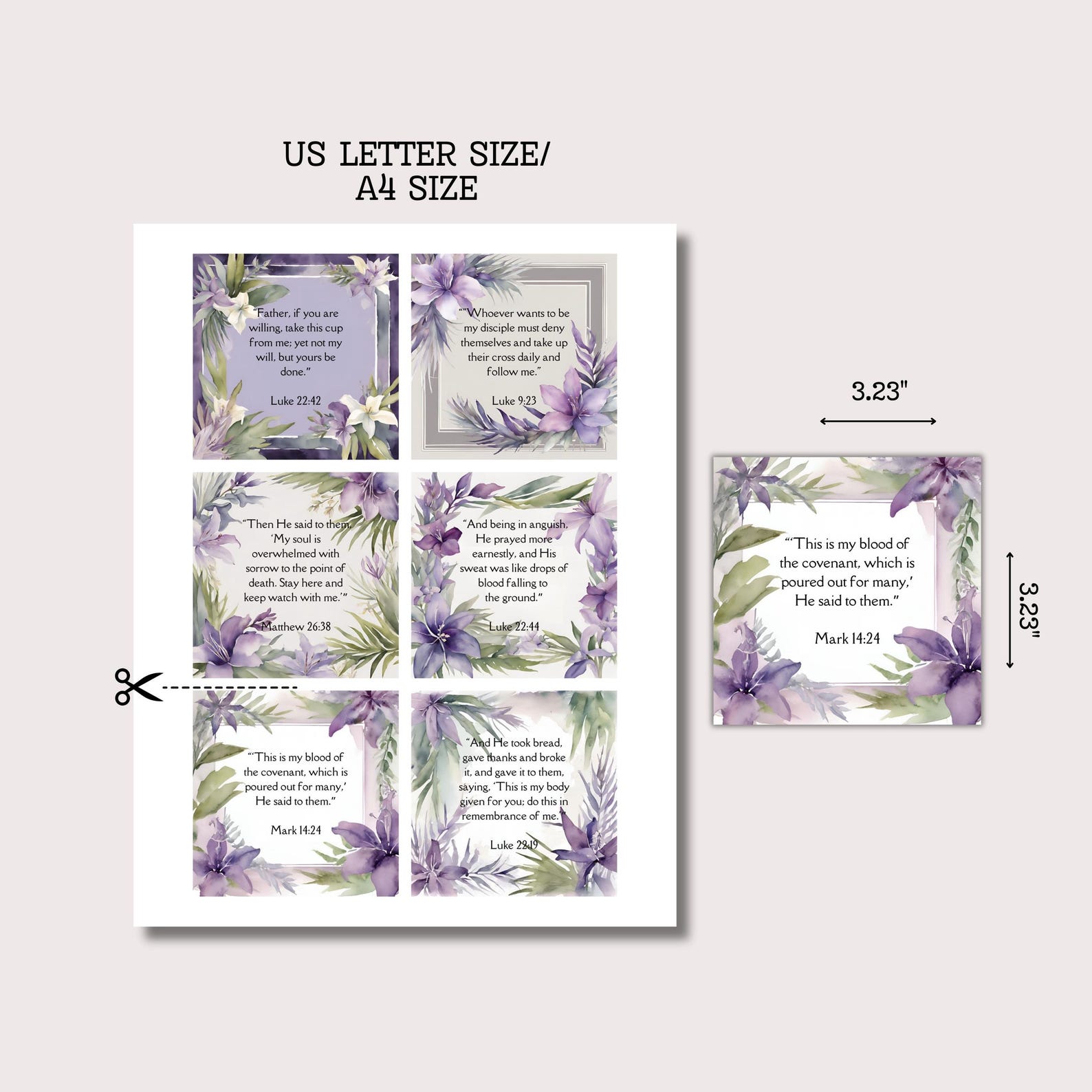 Bible Verse Cards for the Lenten Season, 36 Scripture Cards Printable ...