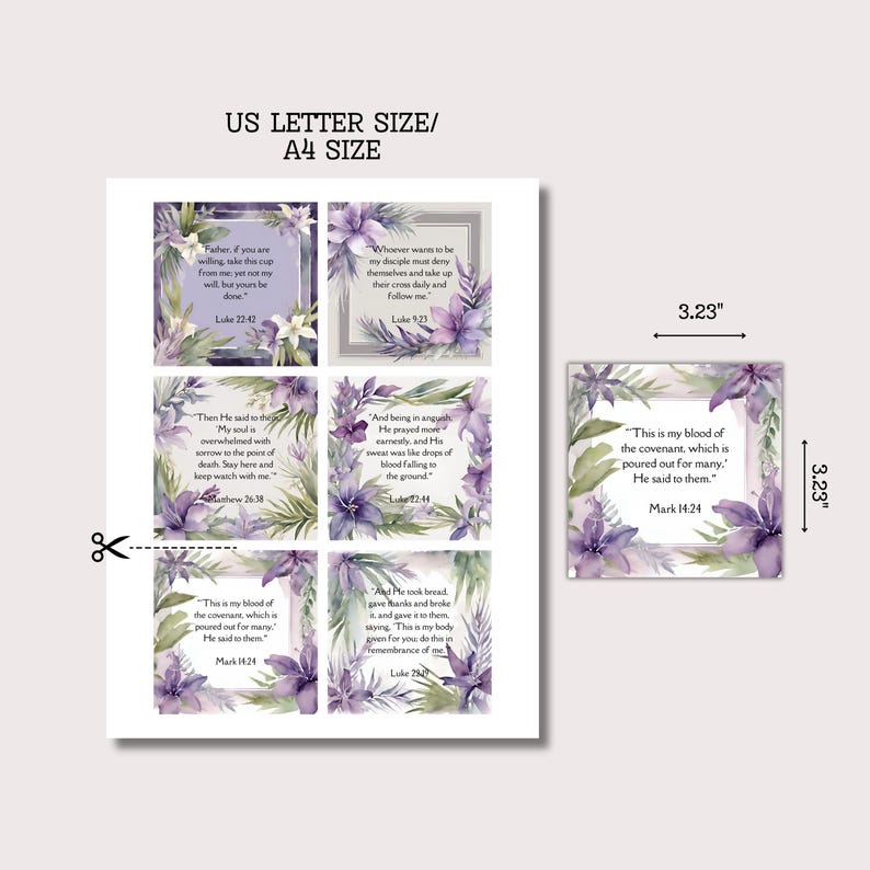 Bible Verse Cards for the Lenten Season, 36 Scripture Cards Printable ...