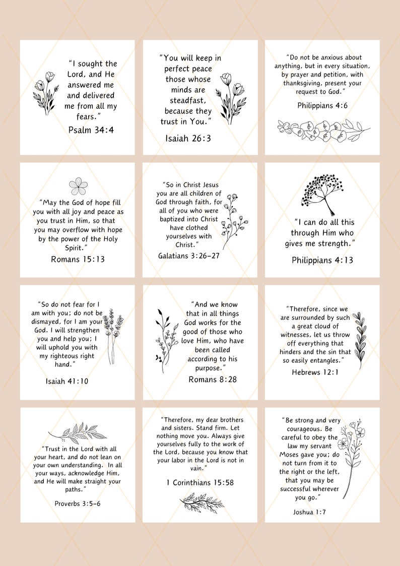 Encouraging Bible Verse Cards: Scripture Affirmations (PDF Printable ...