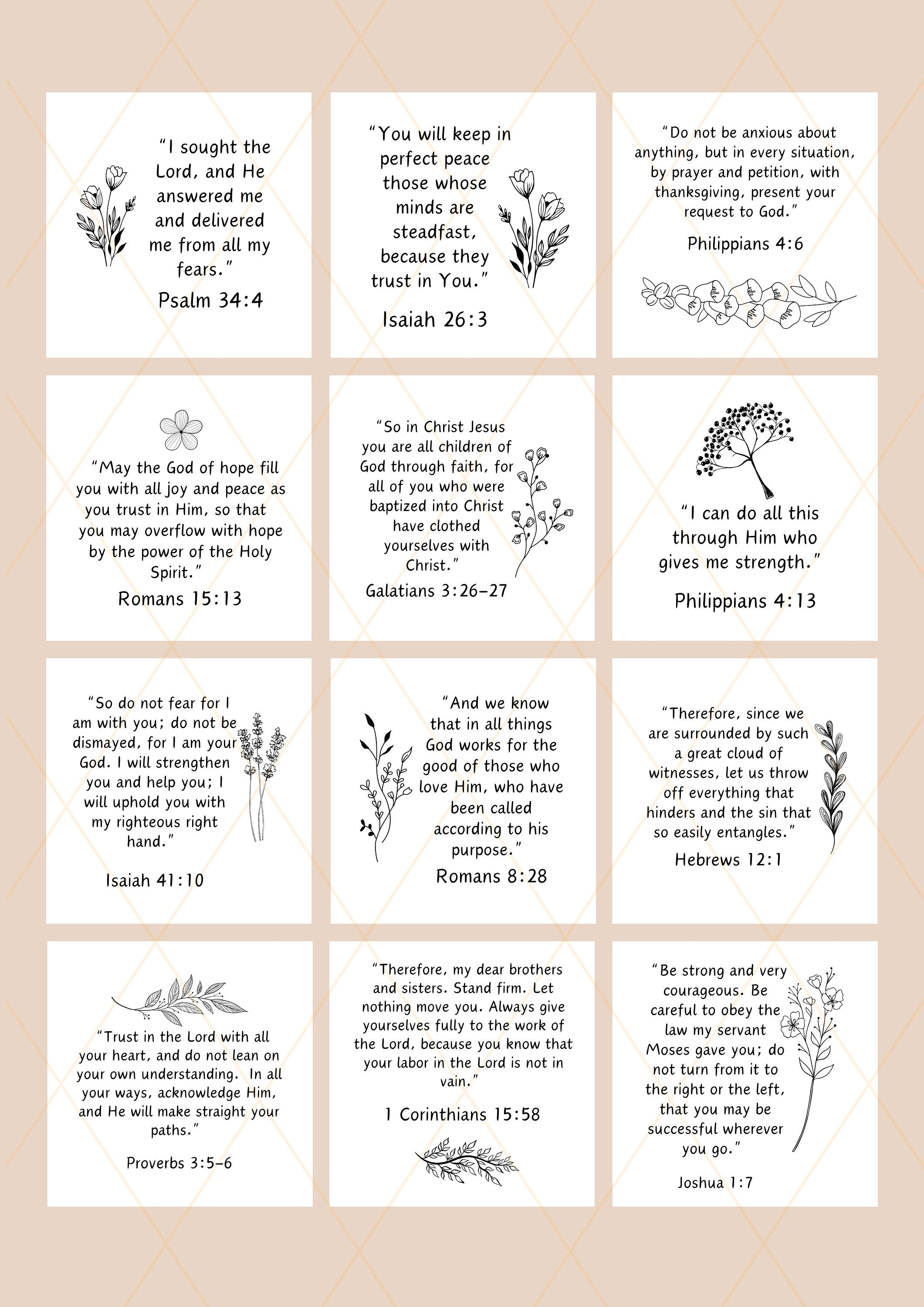 36 Printable Encouraging Bible Verse Cards, Printable, Scripture Cards ...
