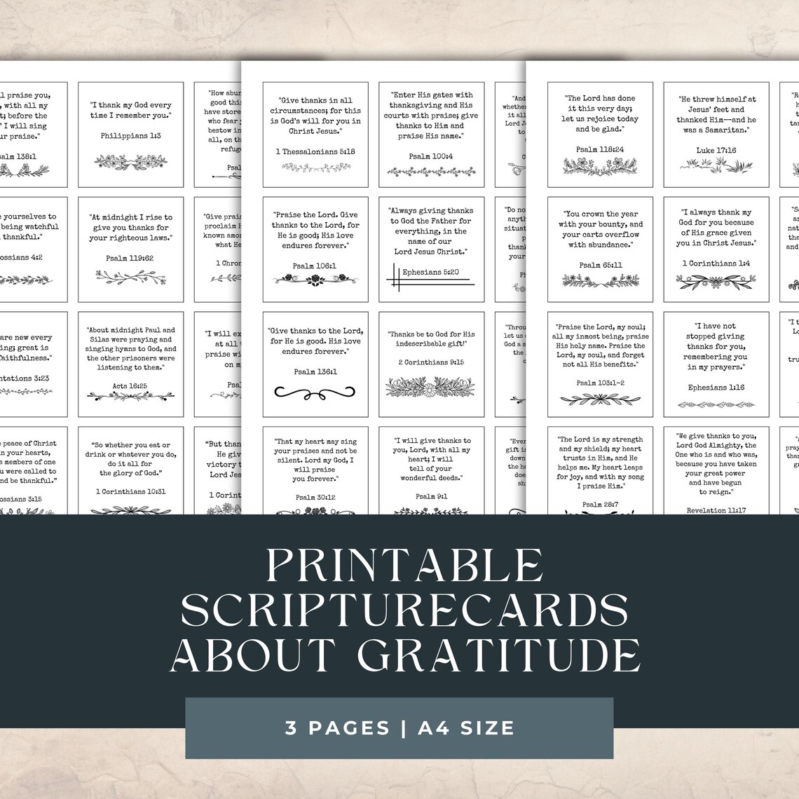 36 Printable Minimalist Bible Verse Cards on Gratitude, Encouraging ...