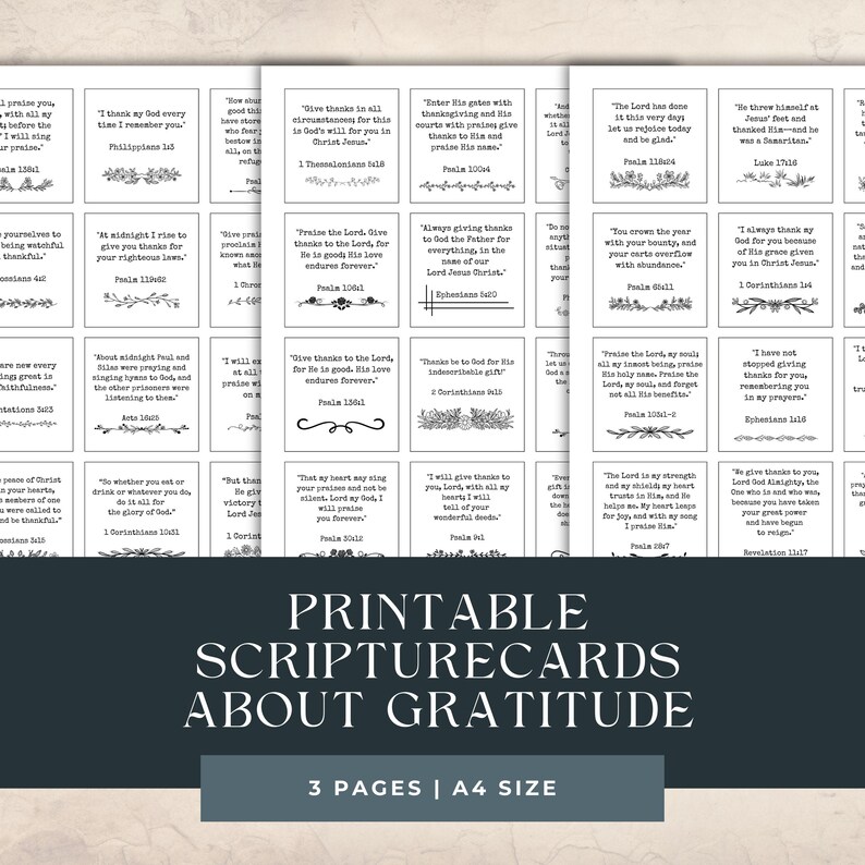 36 Printable Minimalist Bible Verse Cards on Gratitude, Encouraging ...
