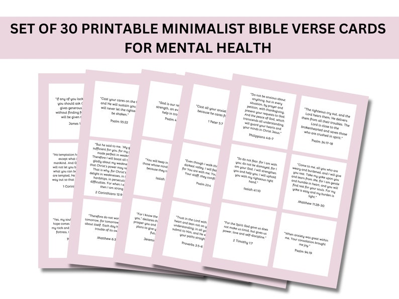 Bible Verse Cards for Mental Health, Scripture Cards, Self Care ...