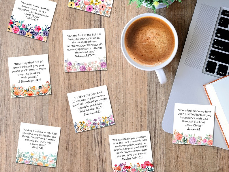 Printable Bible Verse Cards: Watercolor Floral Christian Encouragement ...
