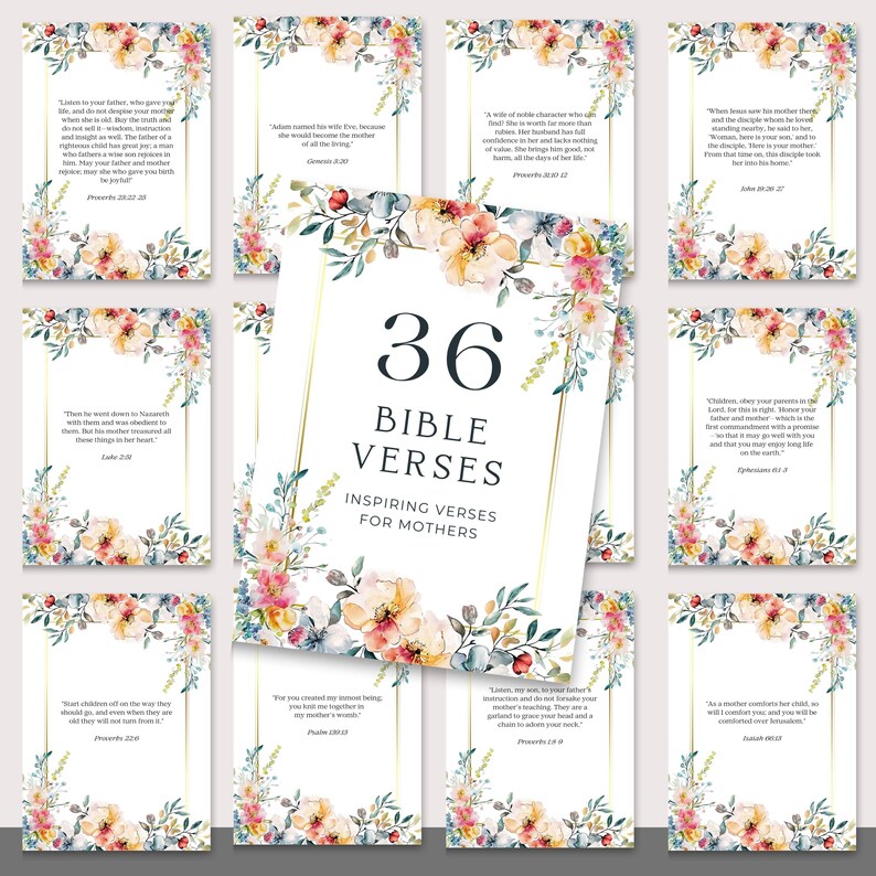 Printable Motherhood Bible Verse Cards: 36 Scripture Cards for Moms ...