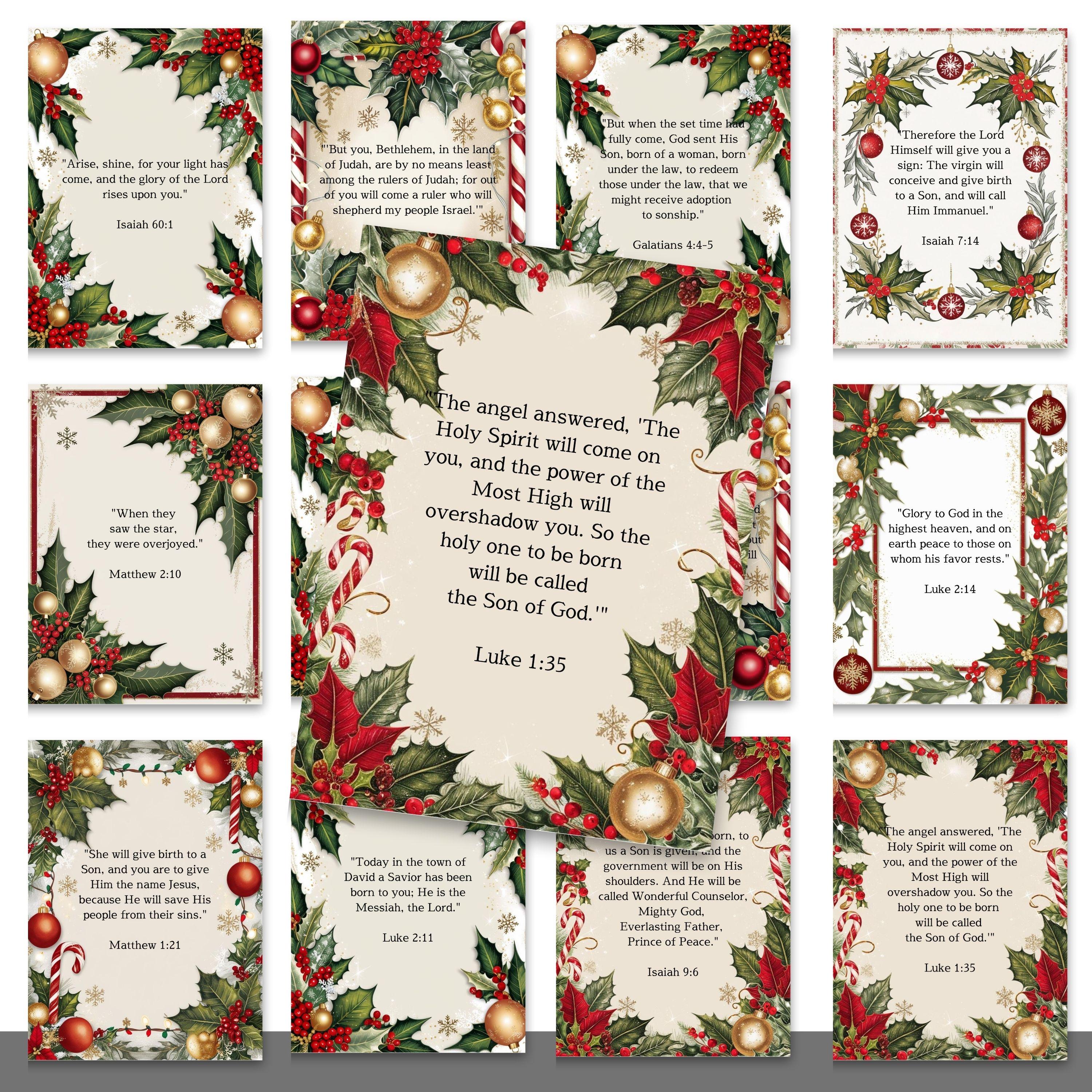 36 Printable Christmas Bible Verse Cards, Holiday Scripture Cards ...