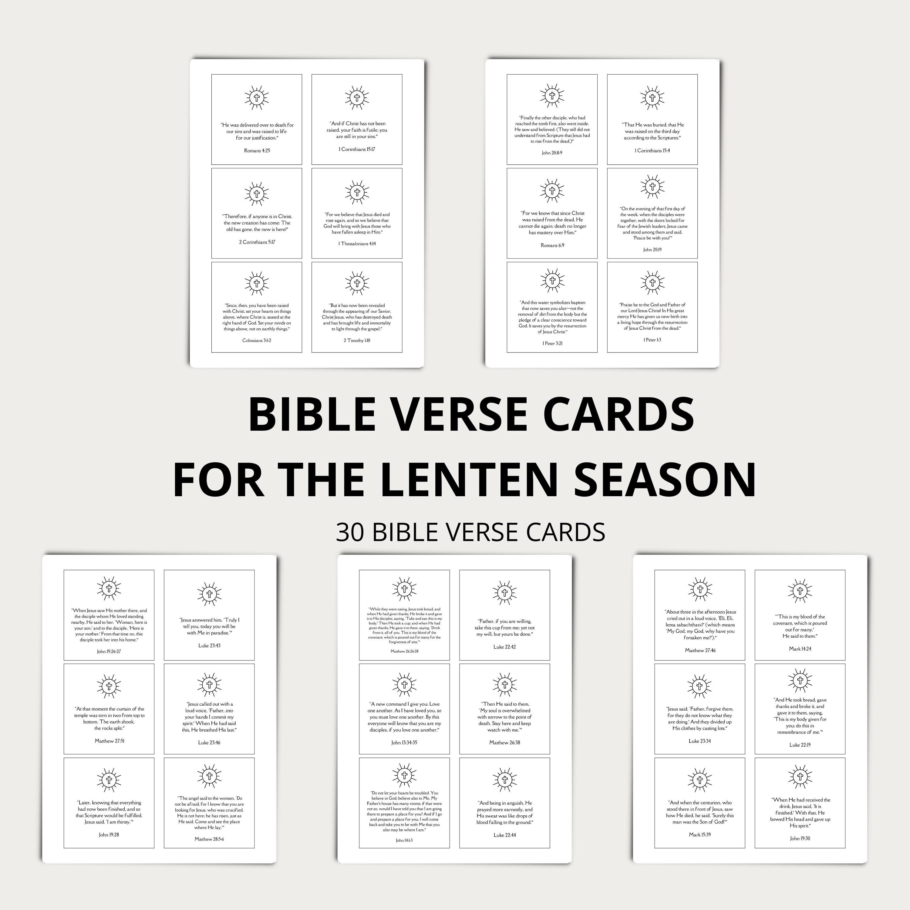30 Printable Scripture Cards for Lenten Season, Christian Prayer Cards ...