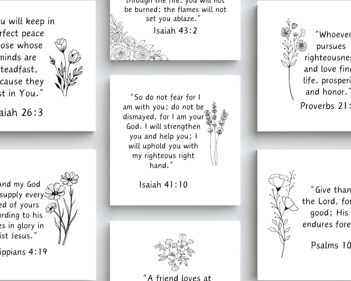 36 Encouraging Bible Verse Cards: Scripture Mini Prints (digital ...