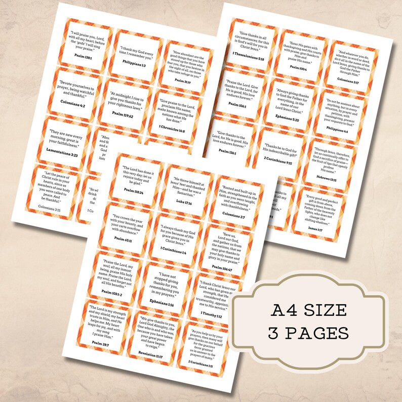 36 Printable Autumn Themed Thanksgiving Bible Verse Cards, Holiday ...
