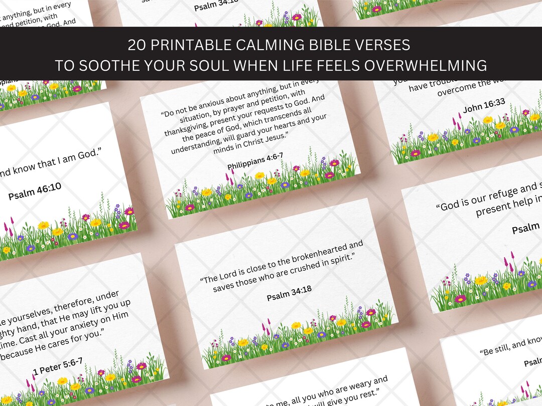 Set of 20 Calming Bible Verses Cards, Scripture Cards, Christian Verses ...