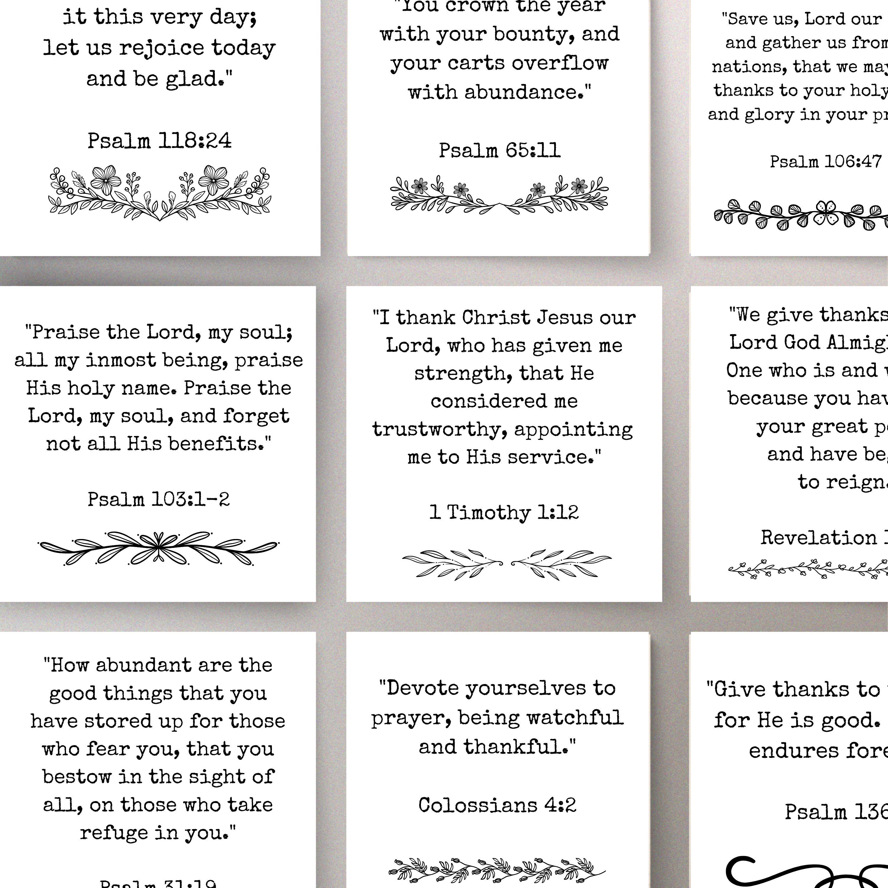 36 Printable Minimalist Bible Verse Cards on Gratitude, Encouraging ...