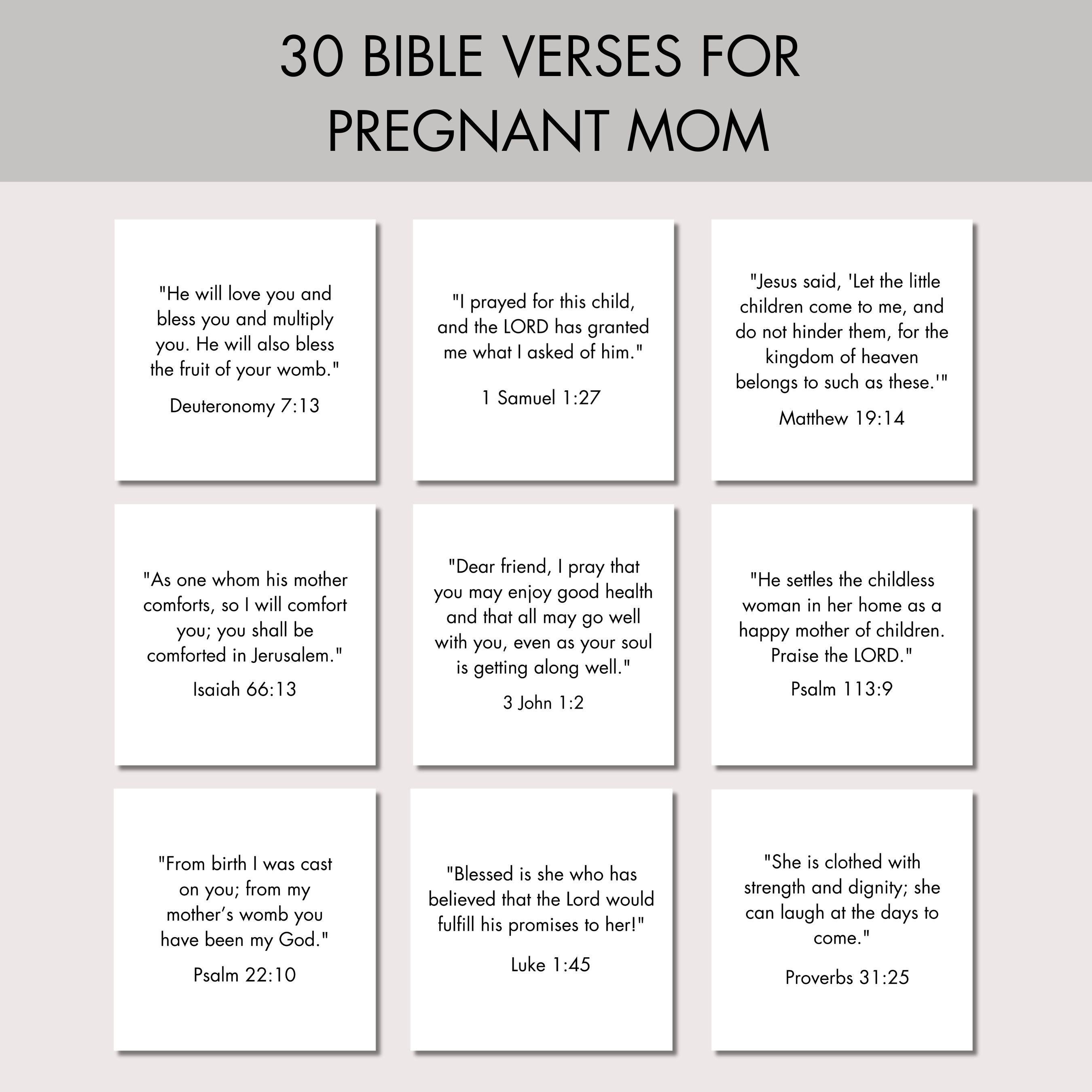 30 Printable Bible Verse Cards, Scripture Cards Gift for Mom, Pregnancy ...