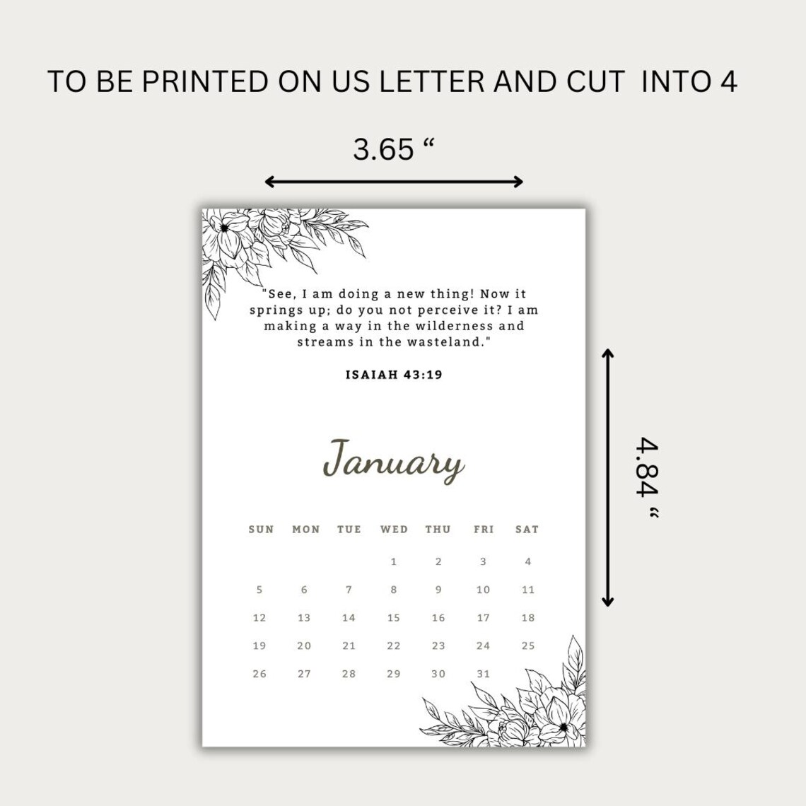 Printable 2025 Scripture Desk Calendar, Bible Verse Monthly Calendar ...
